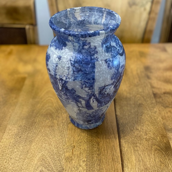 Hand Crafted | Accents | Blue Toile Vase Decoupage Vase Vases Home ...